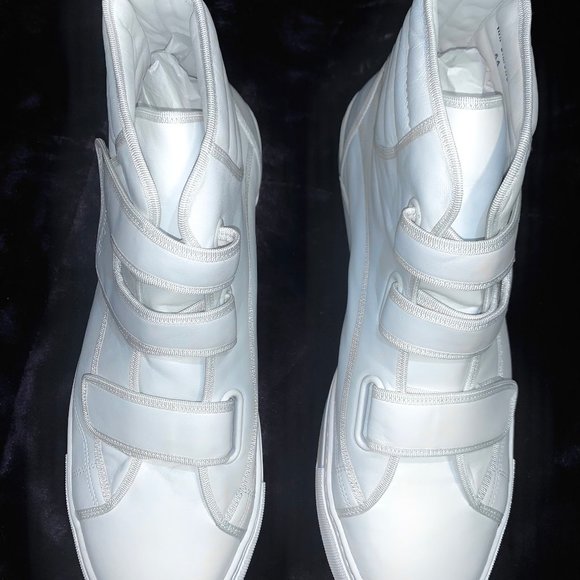 Raf Simons | Shoes | Raf Simons Velcro High Tops White Leather New ...